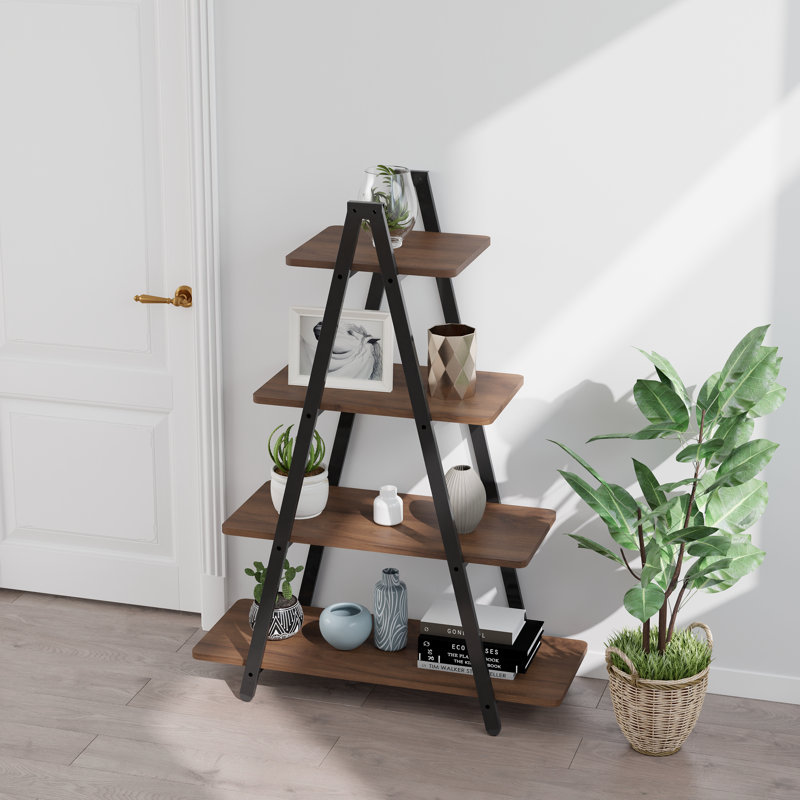 Asia Direct Home Products Chatham 4 Tier Ladder Bookshelf Grey Rustic Finish Wayfair